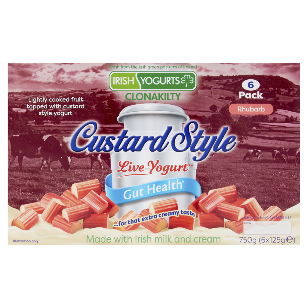 Irish Yogurts Custard Style Rhubarb/Strawberry & Peach 4/6/8/Pack ...
